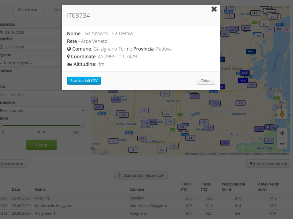 GisMeteotrigger: weather data on GIS map - Radarmeteo